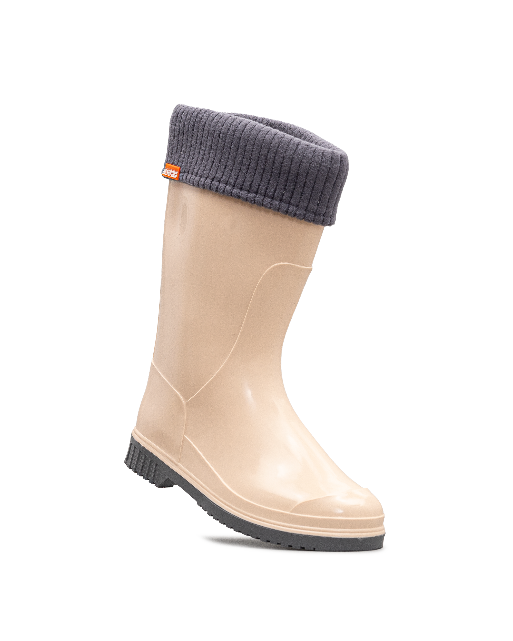Botte de pluie Alisa Line Beige avec Doublure Grise – Club Chaussures
